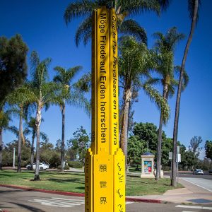 Beautiful yellow Peace Pole at Balboa Park - San Diego, California ...
